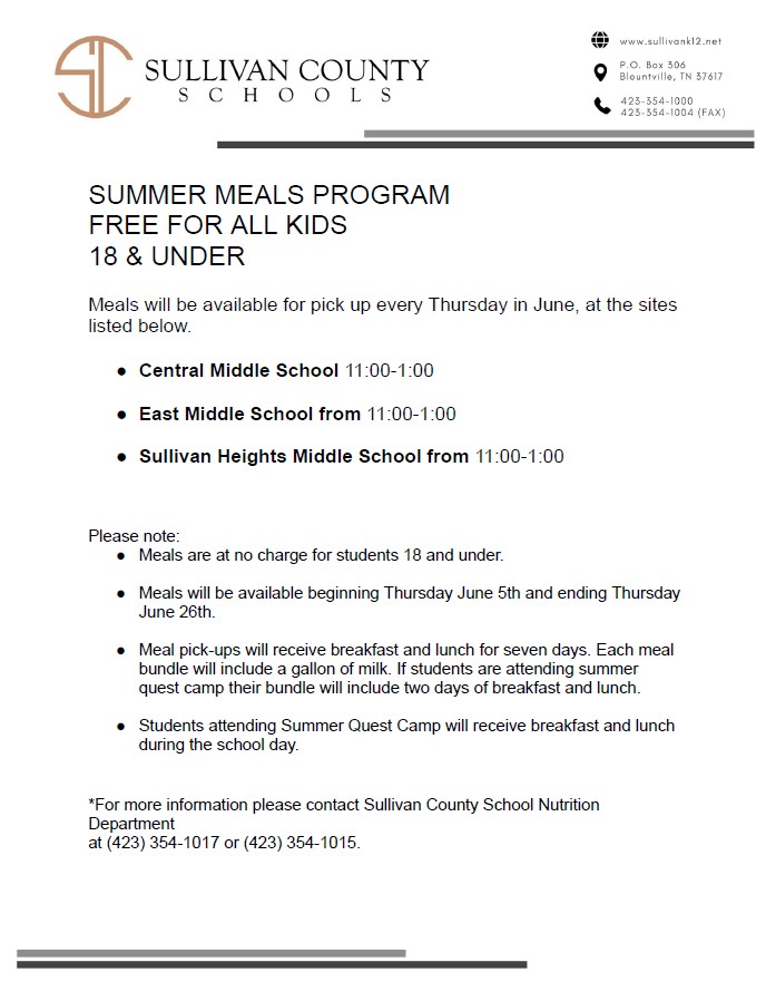 2025 SCS Summer Meals | Feed Kingsport